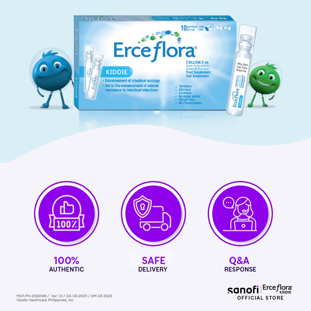 Erceflora Kiddie Probiotic Supplement - 10 Mini Bottles x 5ml (Bundle ...