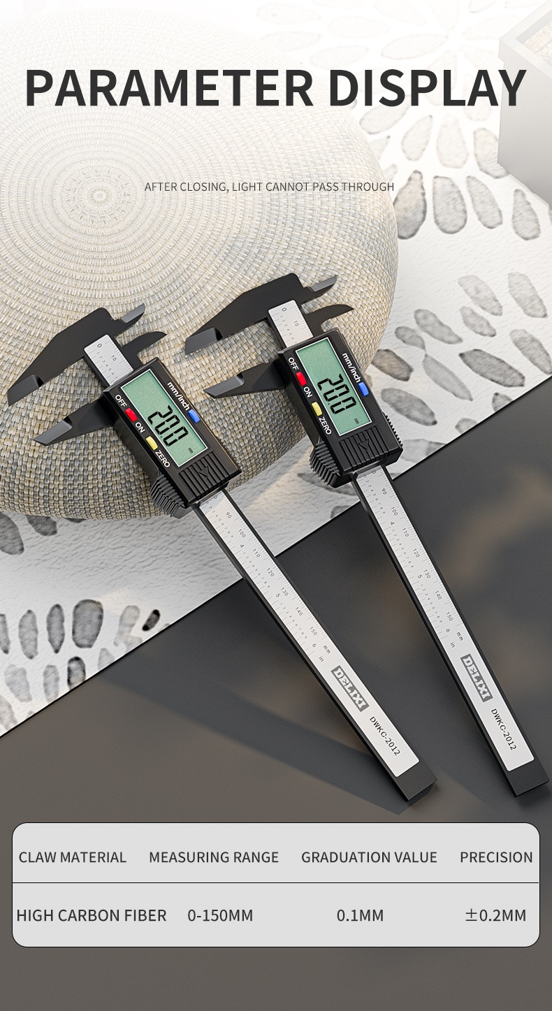 150mm 0.1mm Digital Caliper 6 Inch Electronic Vernier Caliper Measuring ...