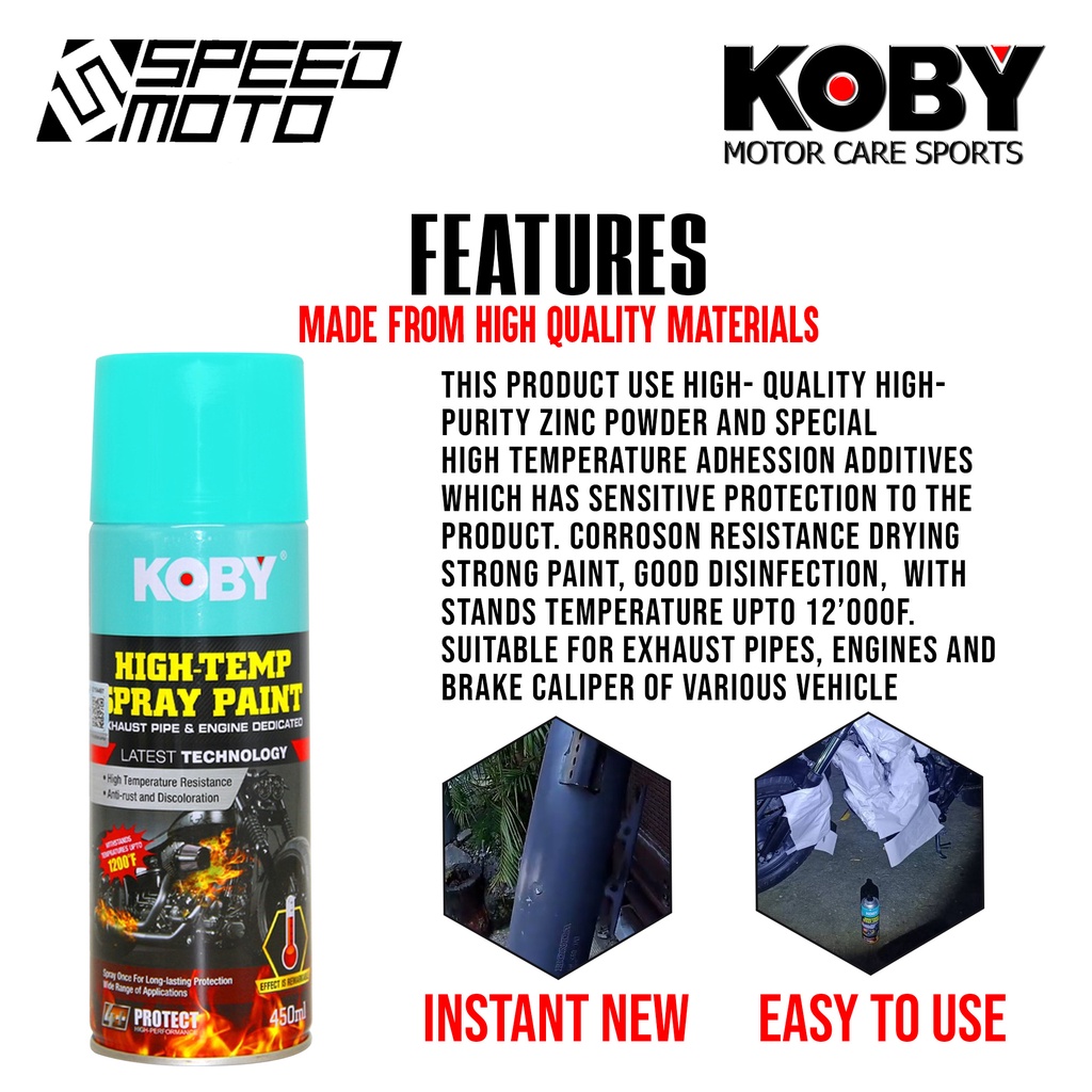KOBY HIGH-TEMP SPRAY PAINT / ENGINE COATING SPRAY 450ML UNIVERSAL M338 ...