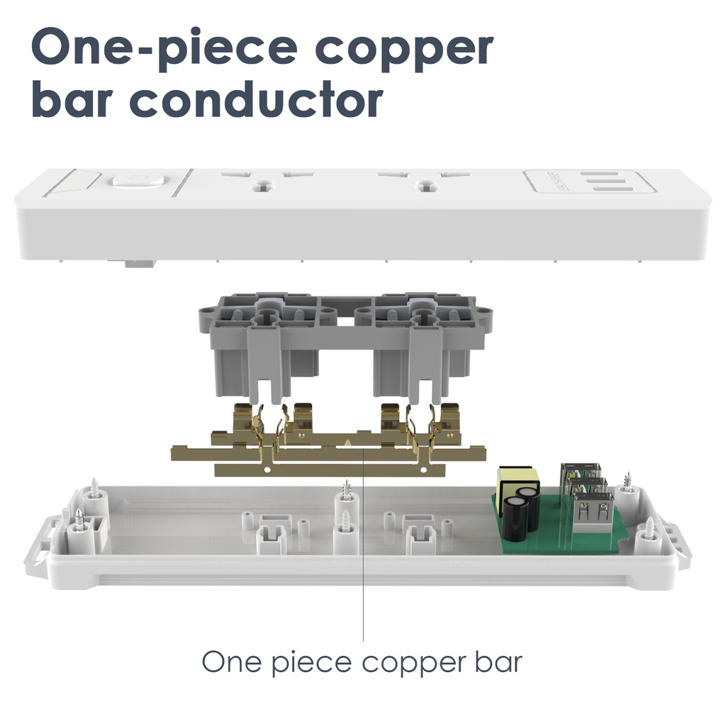 Deli 2M Power Strip Universal Triple Electirc Socket With 3 USB Port ...