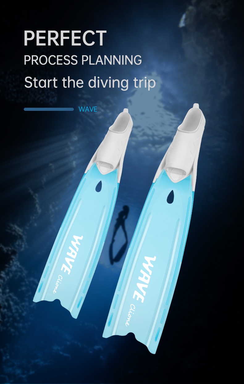 WAVE Full Pocket Long Blade Diving Fins for Freediving and Spearfishing ...