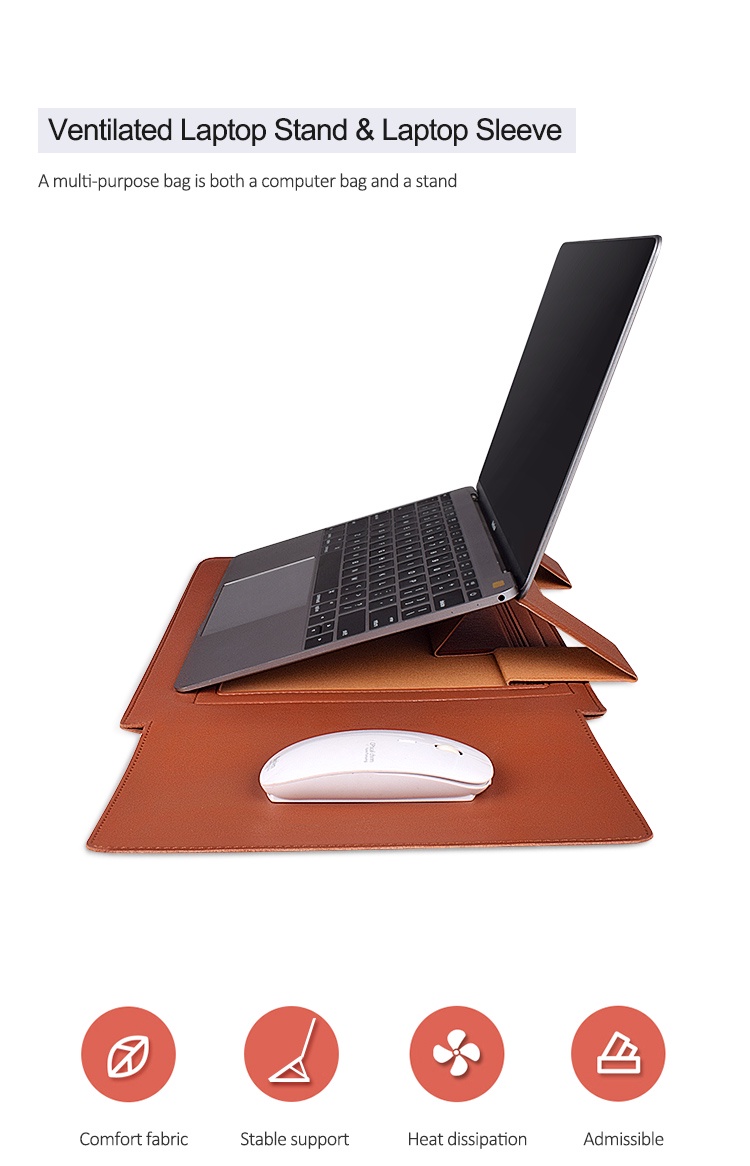 2 in 1 Laptop sleeve & Stand & mouse pad Leather Cover with holder ...