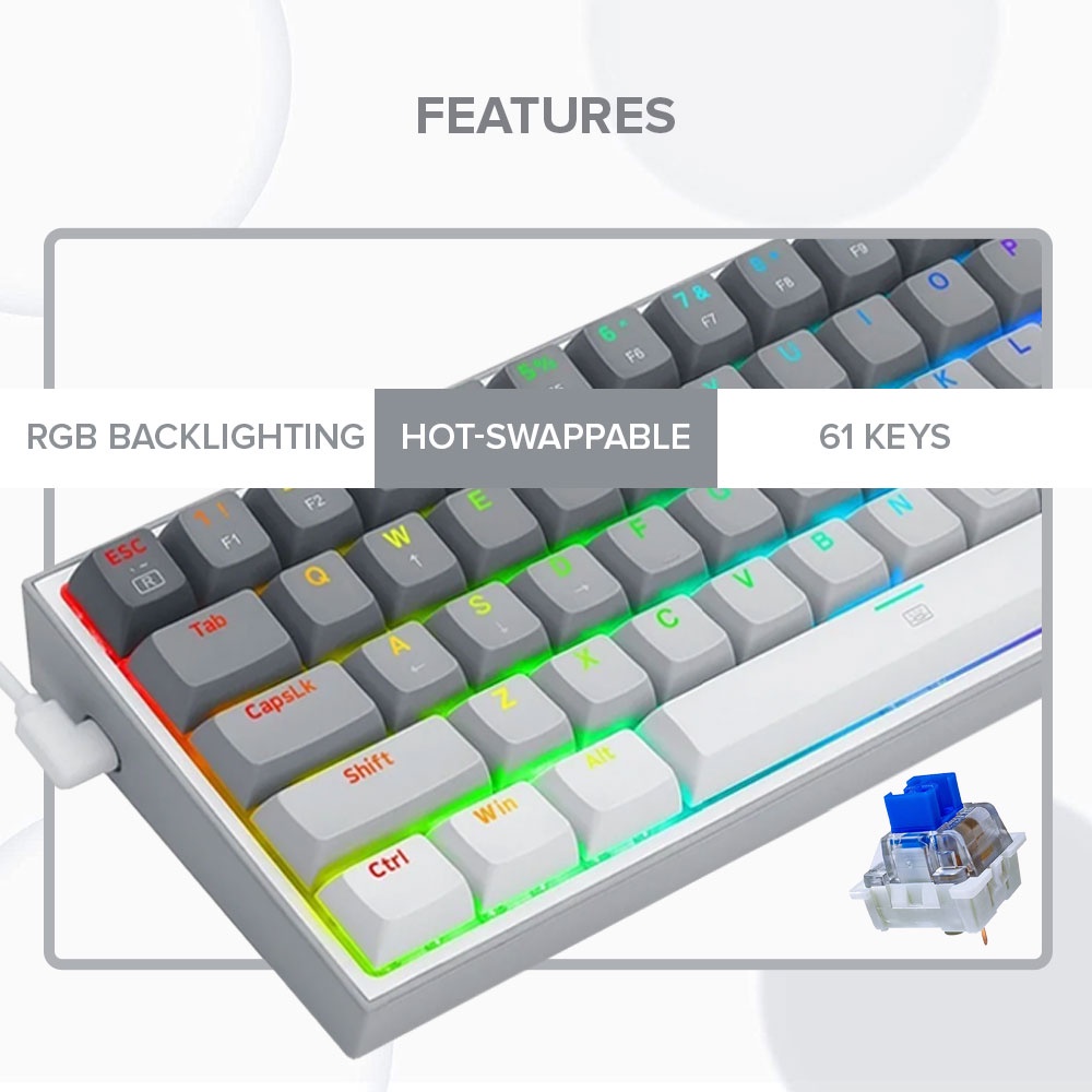 EasyPC | Redragon K617 FIZZ 60% Wired RGB Gaming Keyboard Red or Blue Switch | Shopee Philippines