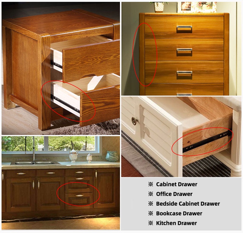 1 Pair Heavy Duty Drawer Guide Full Extension Ball Bearing Drawer ...