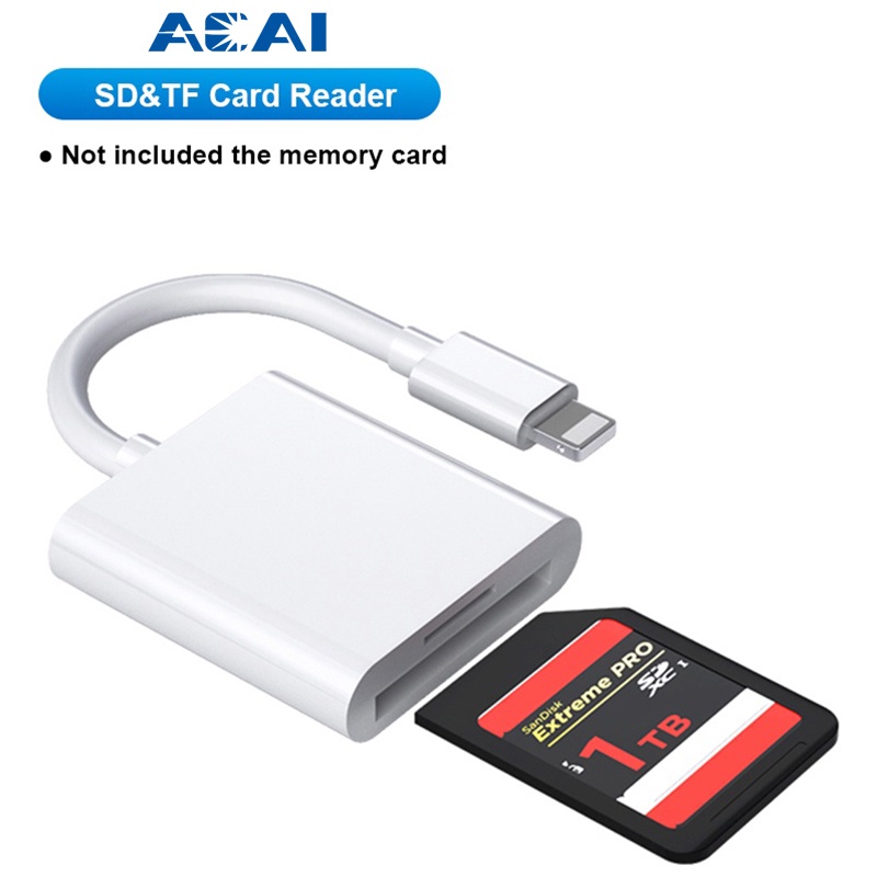 ACAI 2 In 1 SD TF Memory Card Adapter for iphone 13 12 8Pin To SD TF ...
