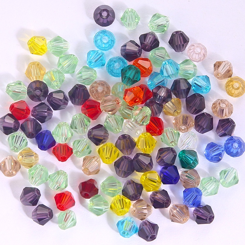 100Pcs 4MM Glass Bicone Shaped Beads Faceted Crystal Beads for for ...
