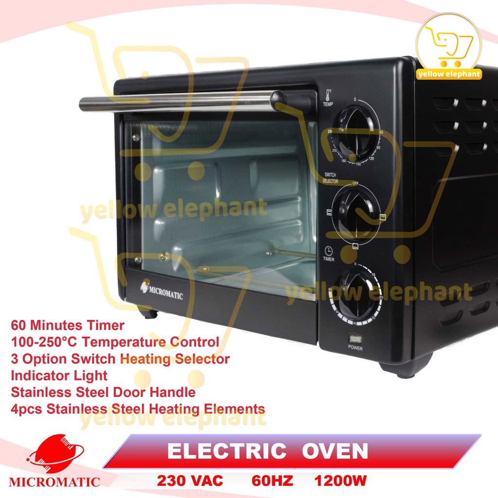 Micromatic Electric Oven 19 Liters 1200W Counter Top Oven - Yellow ...