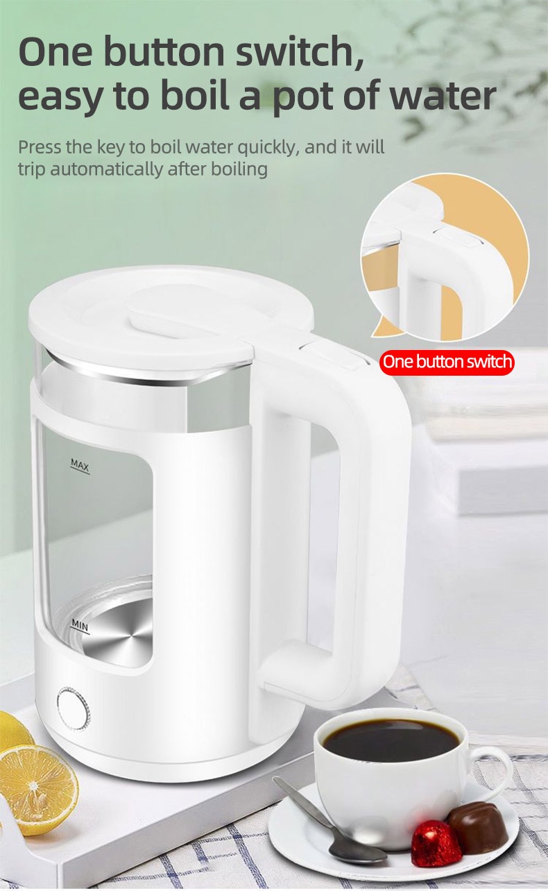 AIODIY Electric Kettle Glass Household Kettle for Hot Water Water ...