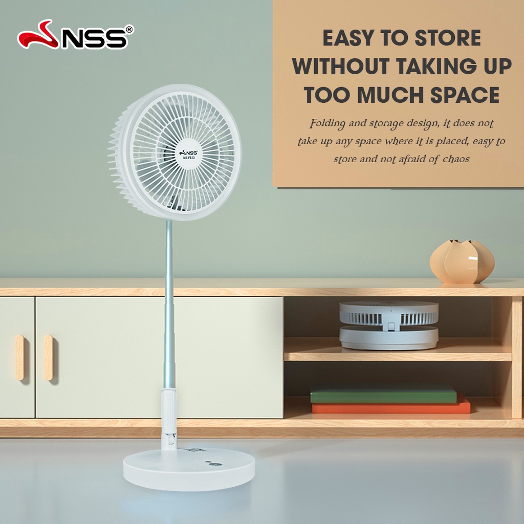 NSS 8" Solar Electric Fan Foldable Desk Fan Portable Solar Panel LED ...