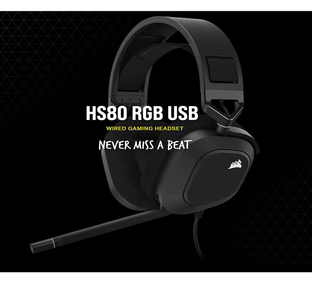 CORSAIR HS80 Wired iCUE RGB Gaming Headphone with Dolby Atmos Surround ...