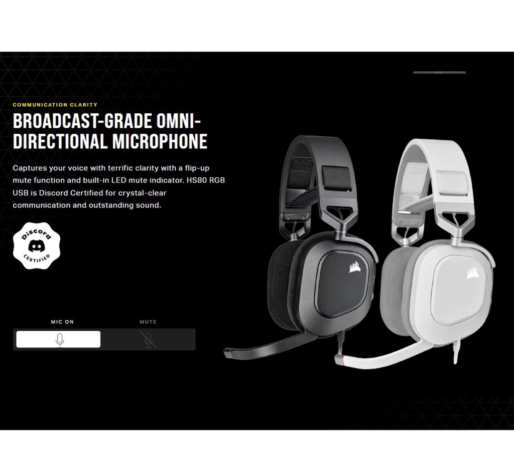 CORSAIR HS80 Wired iCUE RGB Gaming Headphone with Dolby Atmos Surround ...