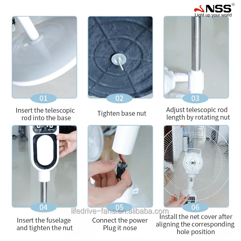 NSS Rechargeable 16" Solar Electric Fan AC DC 220V Solar Fan Mobile ...