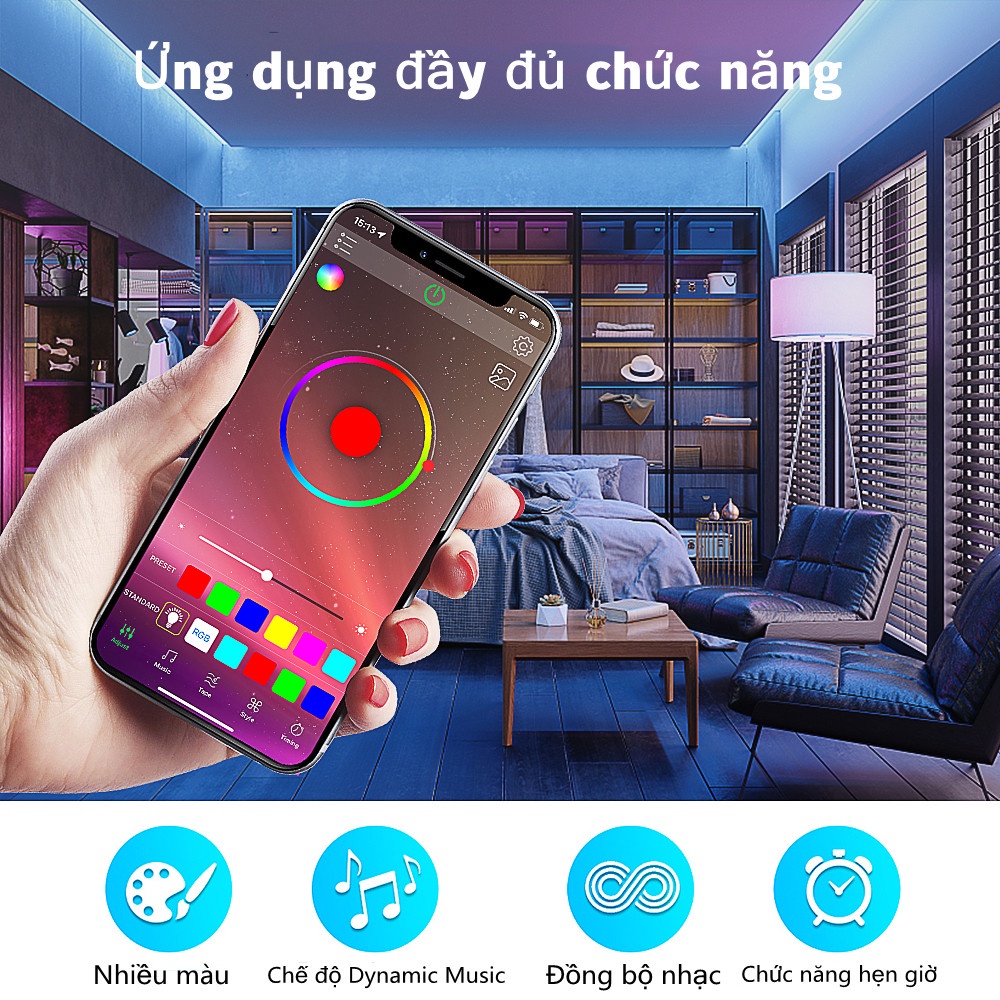 led room light strip RGB IC Rainbow Music Synchronous Voice Control TV ...