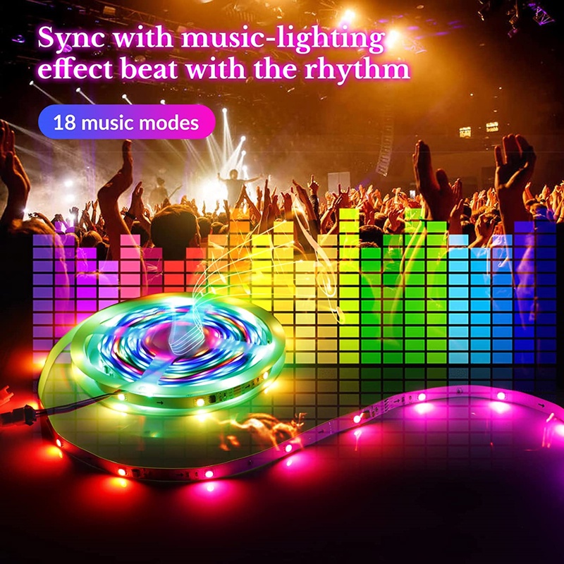led room light strip RGB IC Rainbow Music Synchronous Voice Control TV ...