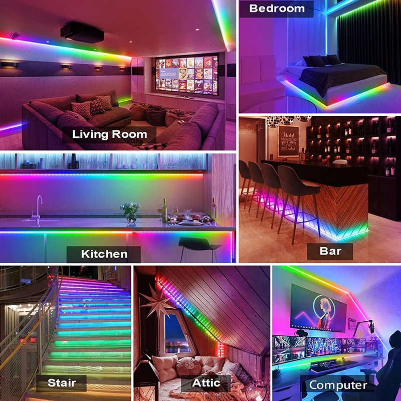 led room light strip RGB IC Rainbow Music Synchronous Voice Control TV ...