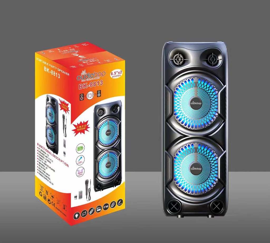 Audiobop Double 8INCH Super Bass Portable Wireless Bluetooth Speaker bk ...