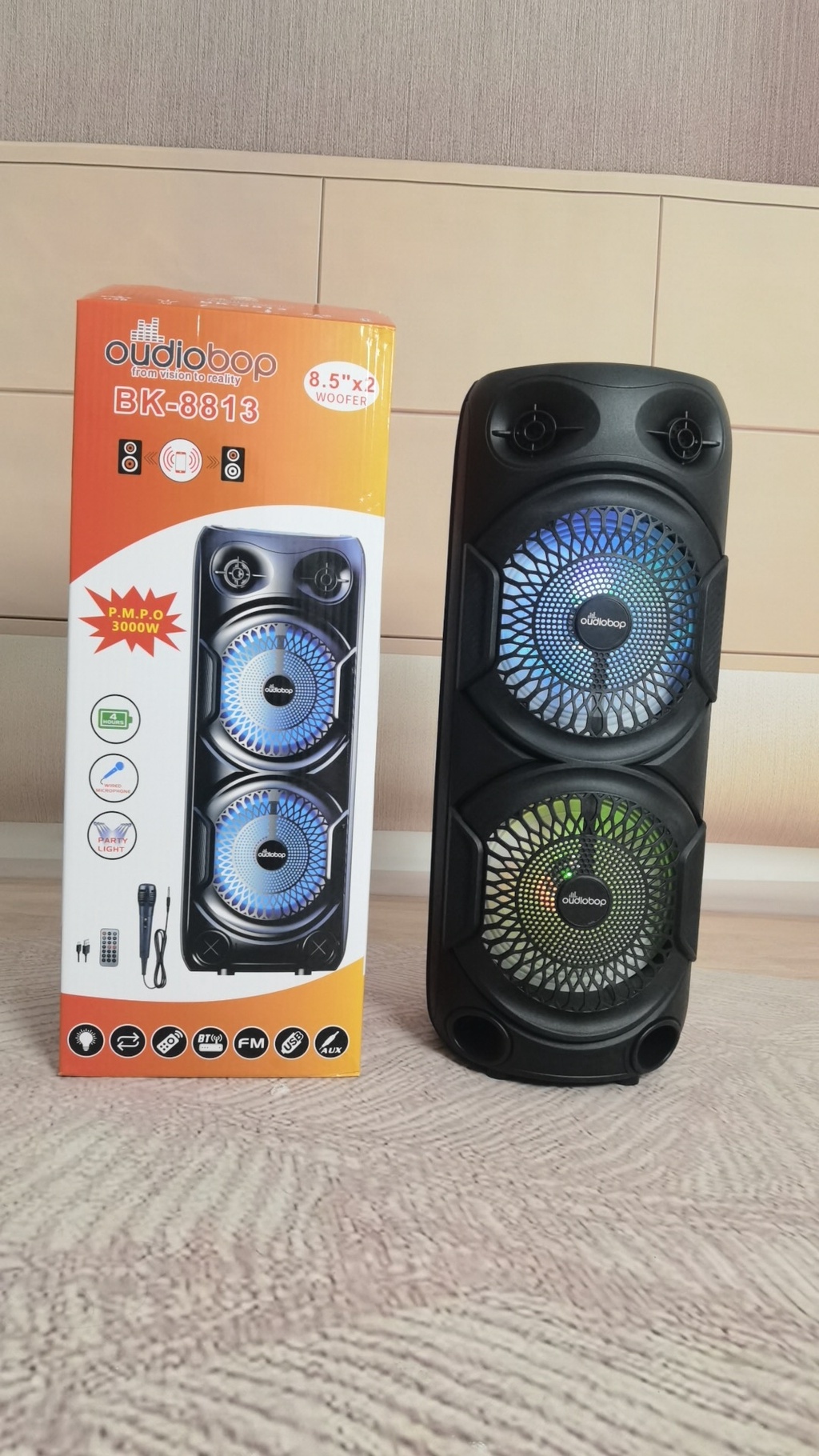 Audiobop Double 8INCH Super Bass Portable Wireless Bluetooth Speaker bk ...