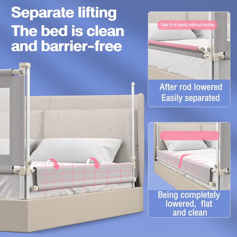 Baby Bed Fence Safety Adjustable Baby Bed Fence for Baby Queen/King ...