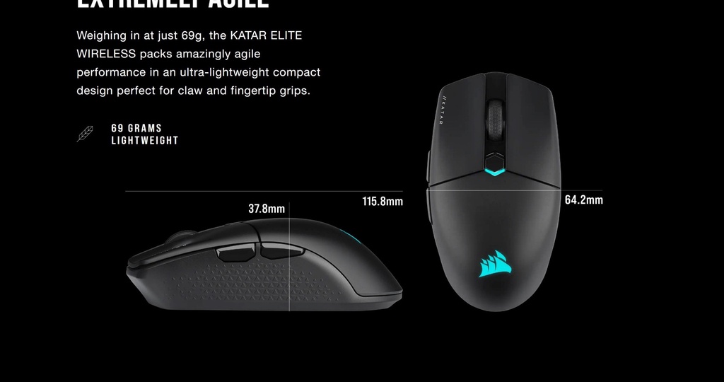 CORSAIR Katar Elite RGB Wireless Gaming Mouse with 26000 Max DPI, and 110hr Battery| CH-931C111 ...