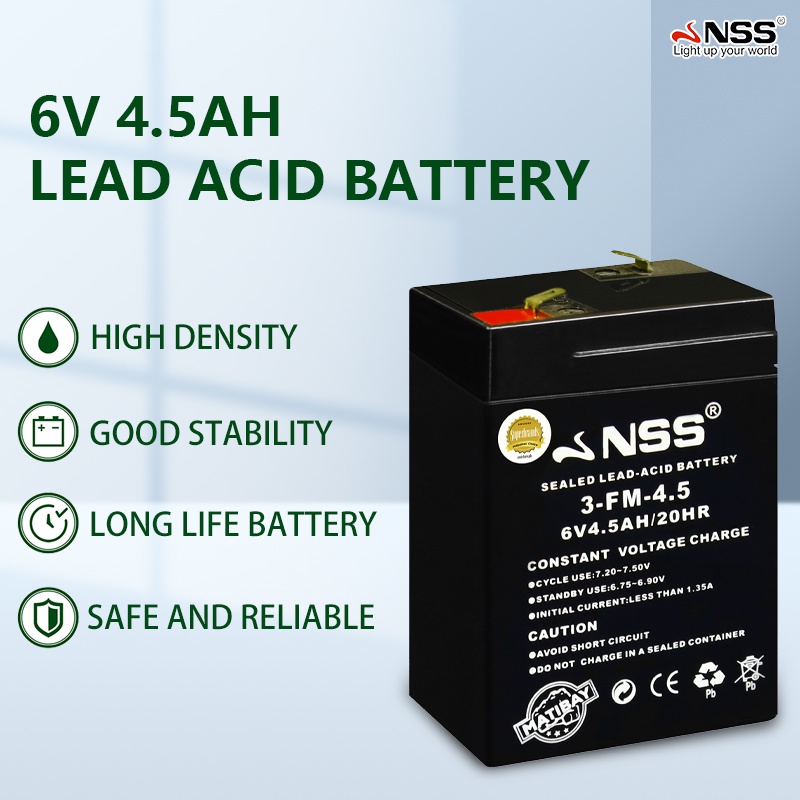 NSS Solar Battery 12V Rechargeable 6v 4.5ah Sealed Lead Acid Outdoor ...