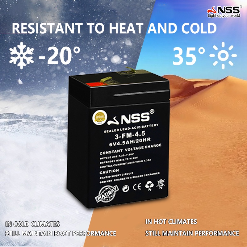 NSS Solar Battery 12V Rechargeable 6v 4.5ah Sealed Lead Acid Outdoor ...