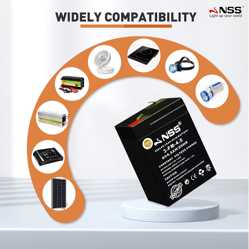 NSS Solar Battery 12V Rechargeable 6v 4.5ah Sealed Lead Acid Outdoor ...