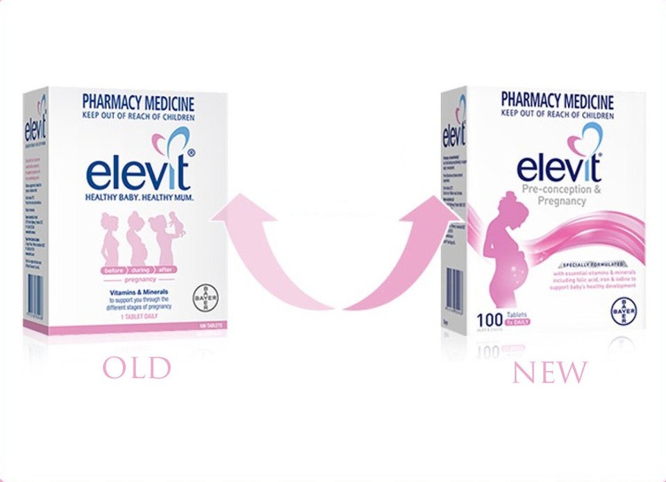 Bayer Elevit Pre-Conception & Pregnancy Multivitamin 100 Tablets ...
