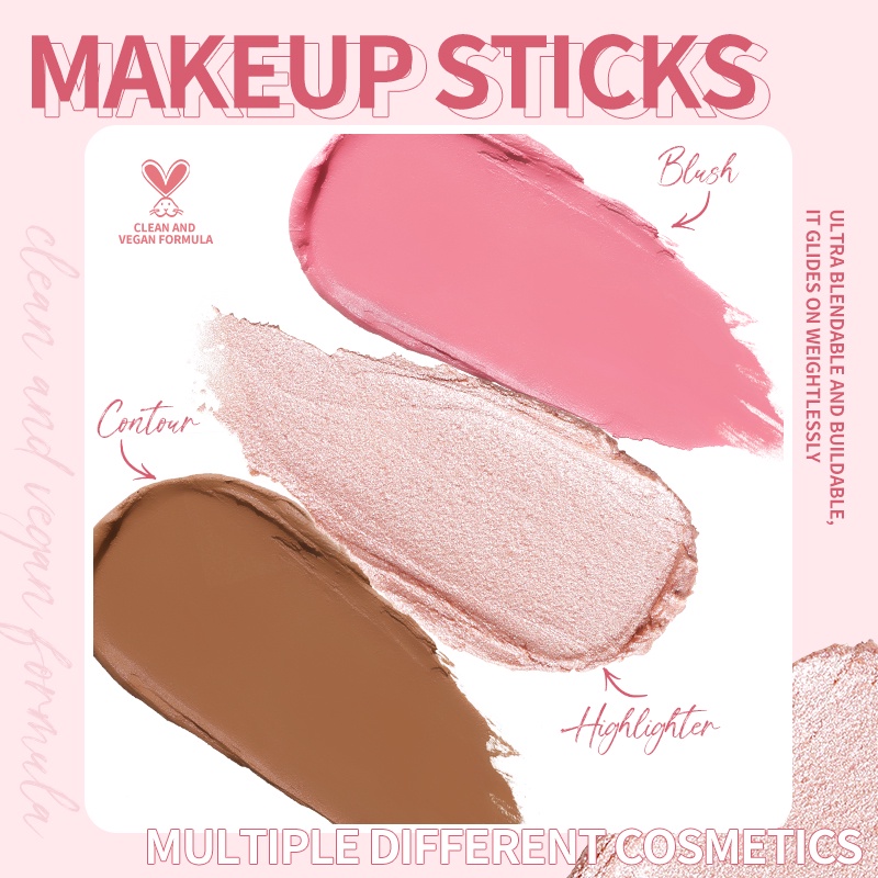 KIMUSE Makeup Sticks Monochromatic Multi-use Blush & Highlight ...