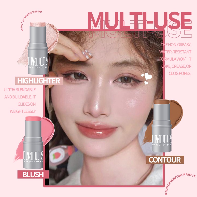 KIMUSE Makeup Sticks Monochromatic Multi-use Blush & Highlight ...