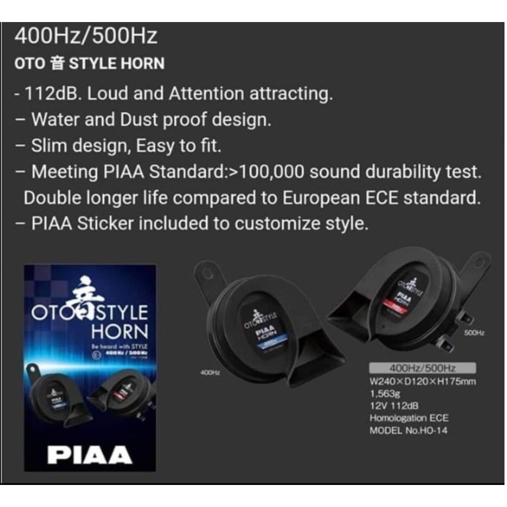 PIAA OTO Style Horn 400HZ / 500HZ HO-14 Power Horn 2pcs Universal | Shopee Philippines