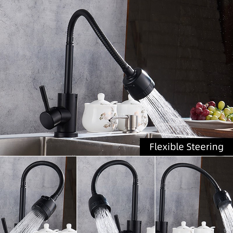 TQTQ Kitchen Faucet SUS304 PREMIUM MATTE BLACK Cold Tap sink faucet ...