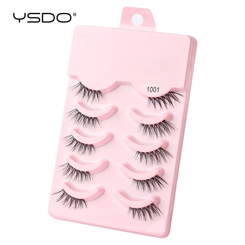 YSDO 5Pairs Natural Half Eyelashes Transparent Band 3D Faux Mink False ...