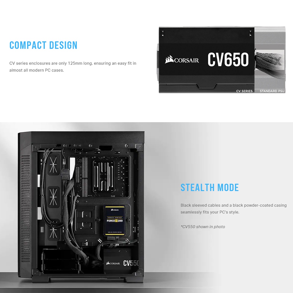 CORSAIR CV650 CV750 650W 750W 80+ Bronze ATX PSU Power Supply with ...