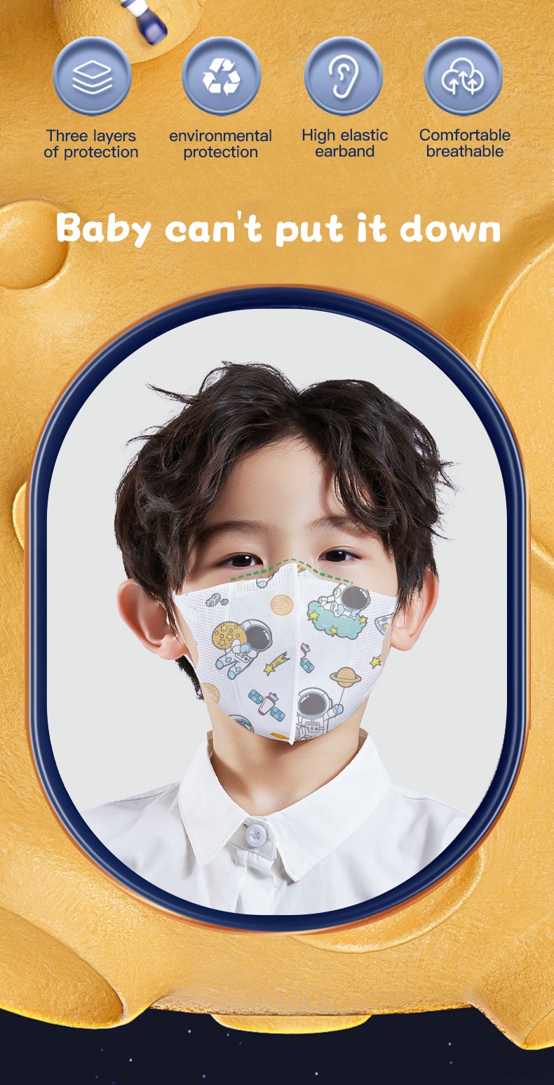 Zihang 50 Pcs 3D Face Mask For Kids 3 Ply Kn95 Protective Mask ...