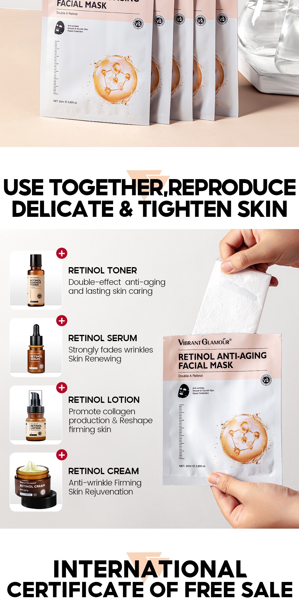 VIBRANT GLAMOUR Double A Retinol Facial Mask Anti-Wrinkle Anti Aging ...
