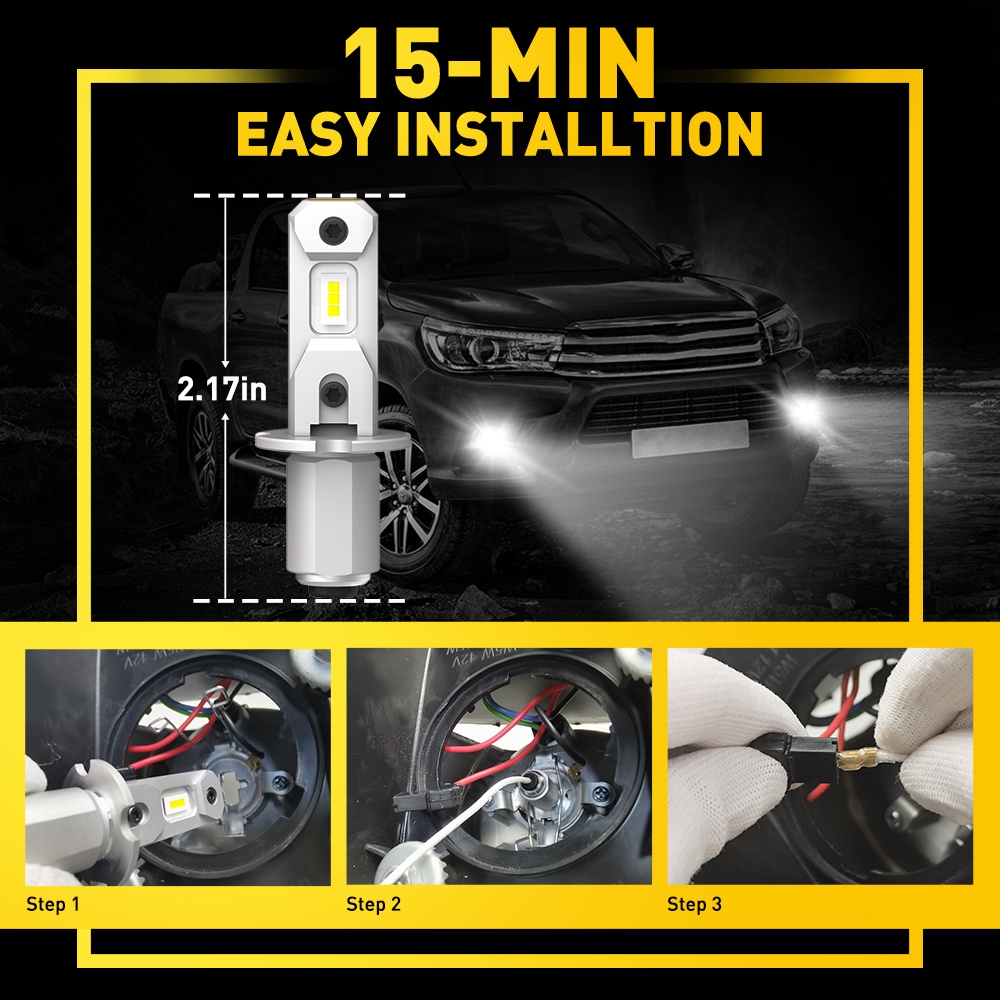 AUXITO 2Pcs H3 LED Fog Light Bulb 6500K White Yellow Car Driving ...