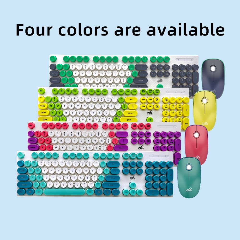 Zeus K-200 Rainbow Slim 2.4GHz Wireless Keyboard And Mouse Set W/ USB ...
