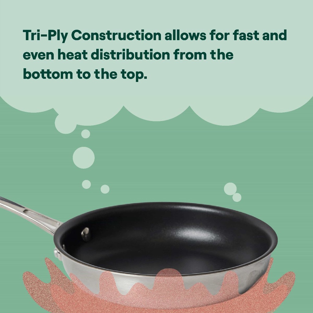 Famco 8" Non-Stick Frying Pan 20cm Tri-Ply Stainless Steel Induction ...