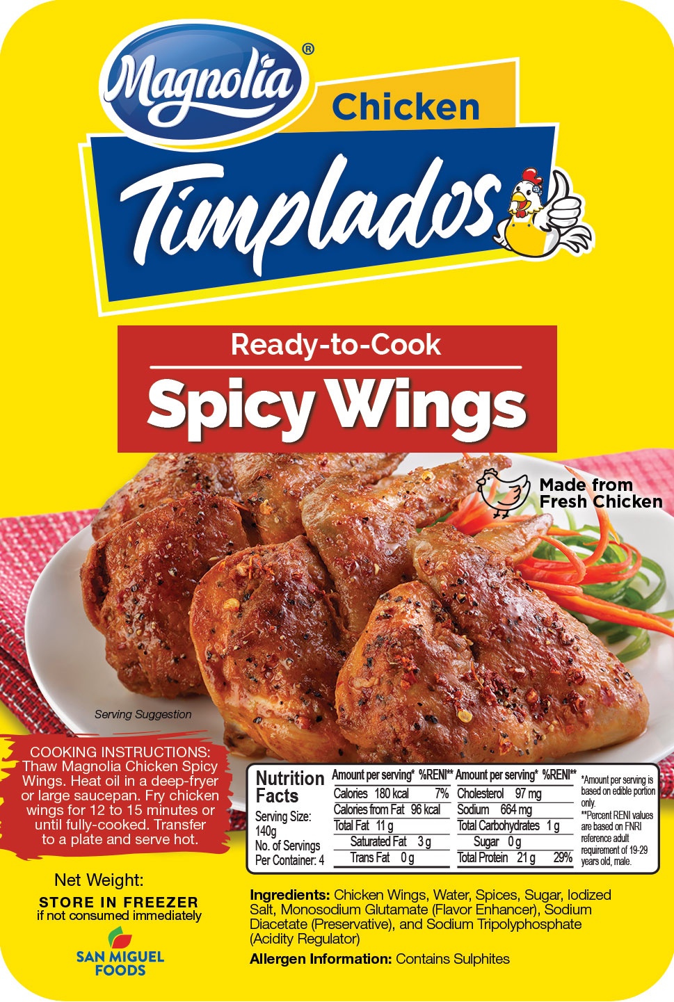 Magnolia Chicken Timplados Ready-to-Cook Spicy Chicken Wings 550G ...