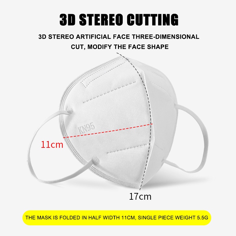 Zihang KN95 Face Mask 5 Layers Protection K95 Disposable White Black ...