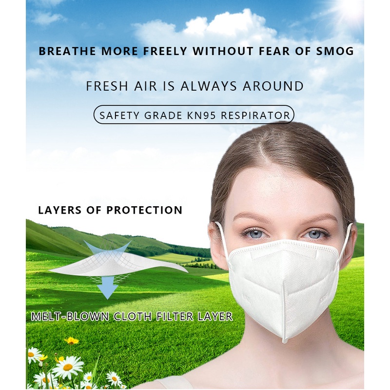 Zihang KN95 Face Mask 5 Layers Protection K95 Disposable White Black ...