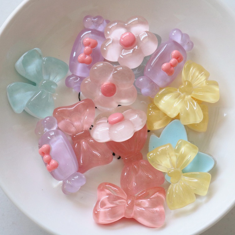 Fashion Resin Bowknot Jibbits for Croc Pink Flower Jibits Charm Candy ...
