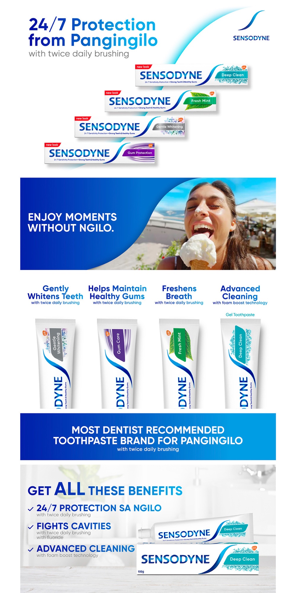 Sensodyne Deep Clean Gel Toothpaste 100g for Sensitivity Protection ...