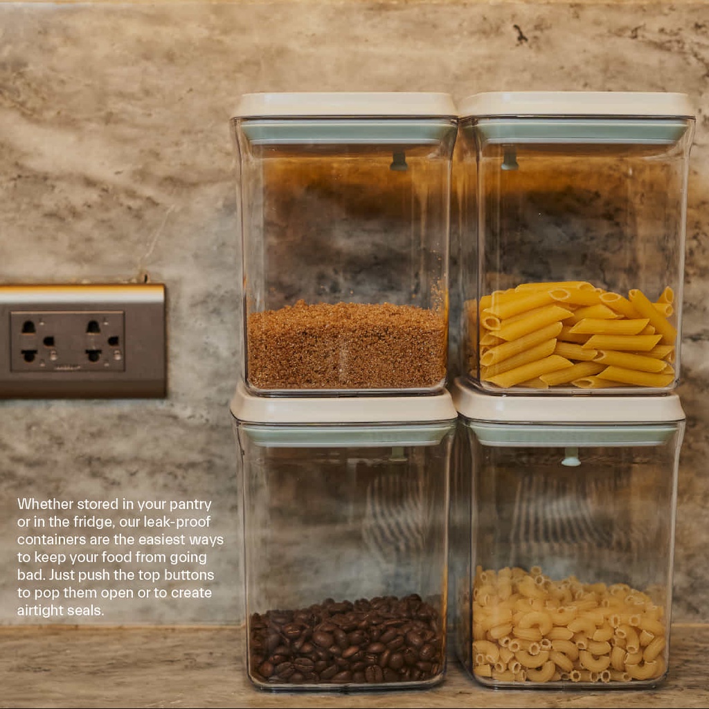 Famco Press & Pop Container, Air-Tight Kitchen Organizer, Pop-up Lid ...