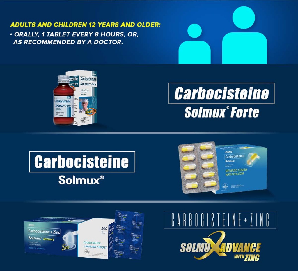 Unilab Solmux Advance 40 Tablets - Cough with Phlegm Medicine, Carbocisteine with Zinc | Shopee ...