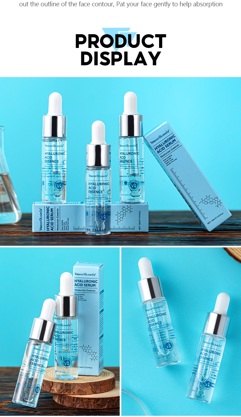VIBRANT GLAMOUR Hyaluronic Acid Face Serum Sets Anti-Aging Shrink Pore ...