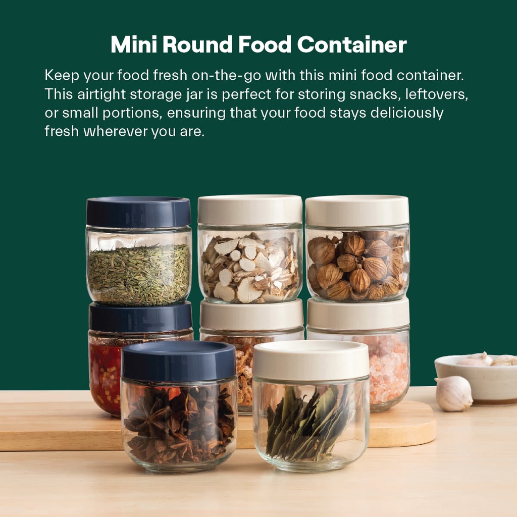 Famco Mini Round Food Container Set of 4 300ml - Airtight Storage Glass ...