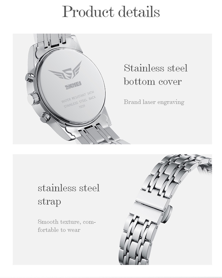 SKMEI Watch For Men Original Waterproof Unisilver Business Sun Moon ...