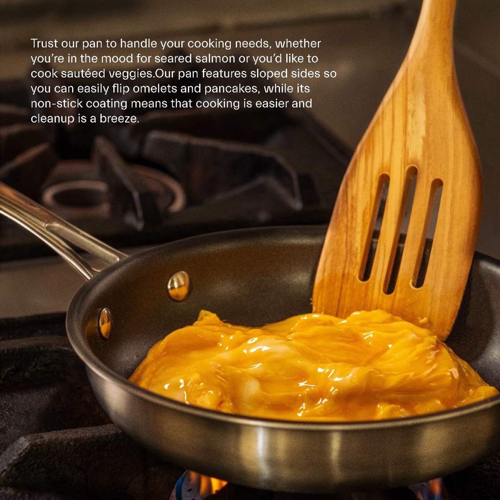 Famco 8" Non-Stick Frying Pan 20cm Tri-Ply Stainless Steel Induction ...