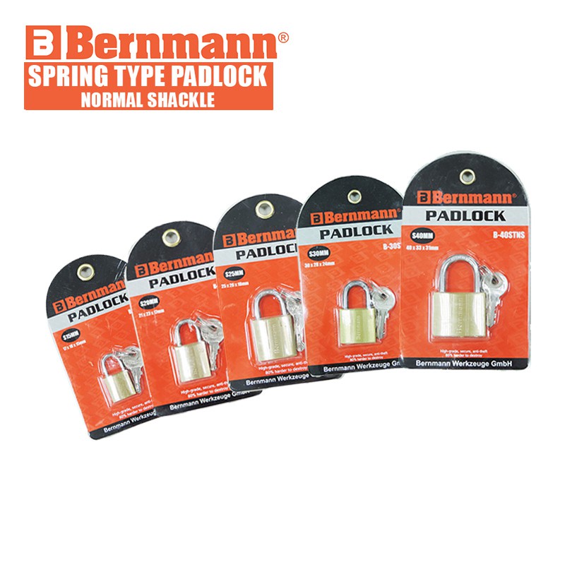 BERNMANN Spring Type Padlock Normal Shackle 15-40mm | Shopee Philippines